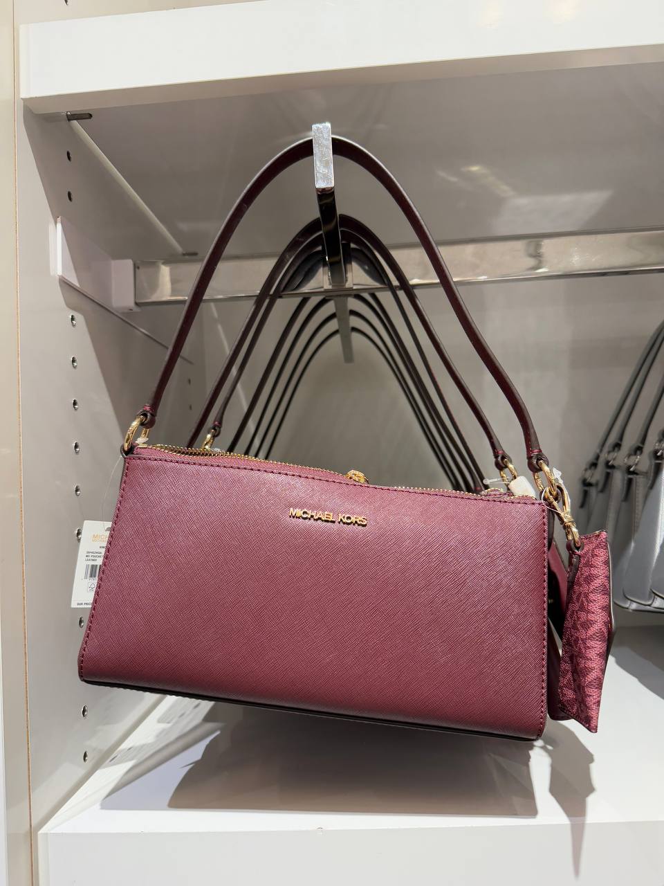 Michael Kors Bag Malaysia | Michael Kors Vincent Medium Pouchette Leather in Oxblood (35F4G2VC6L)