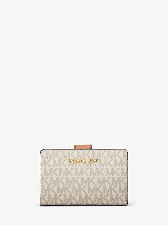 Michael Kors Bag Malaysia Michael Kors Jet Set Travel Medium Signature Logo Wallet in Signature Vanilla 35F8GTVF2B