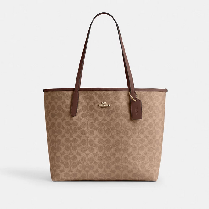 COACH Bag Malaysia | COACH City Tote Bag In Signature Canvas In Tan ...